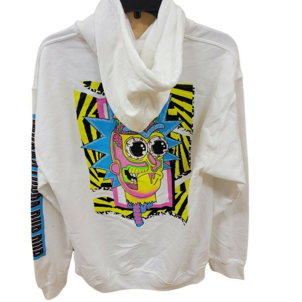 White Rick And Morty Hoodie Season 4 Rare Medium - Gem